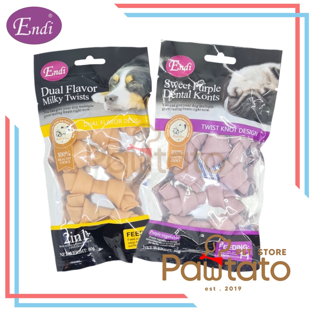 Jual Snack Anjing Endi Dual Flavor Bone Knot Milky Sweet Purple Puppy ...