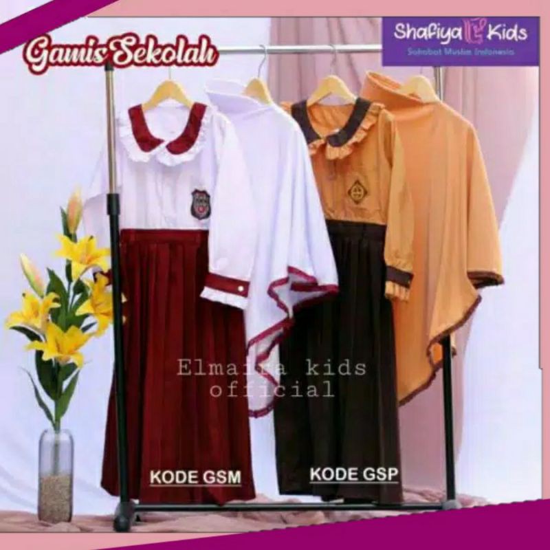 Jual Seragam Sekolah SD Muslim Model Gamis Anak Perempuan Syari Merah ...