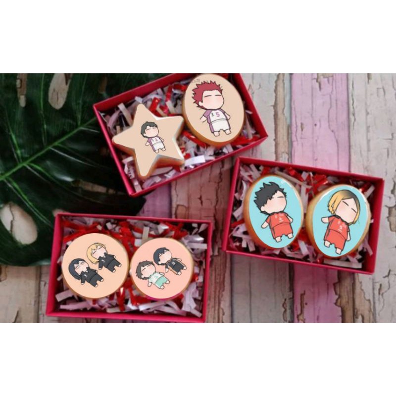 Jual (bonus freebies) gift set cookies haikyuu character chibi anime ...