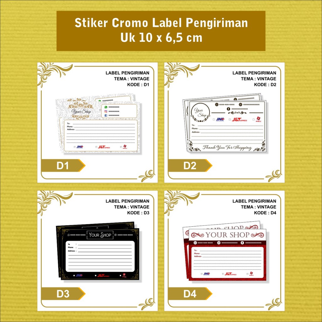 Jual FREE DESAIN!! Stiker alamat label pengiriman olshop Uk 10x6,5cm ...