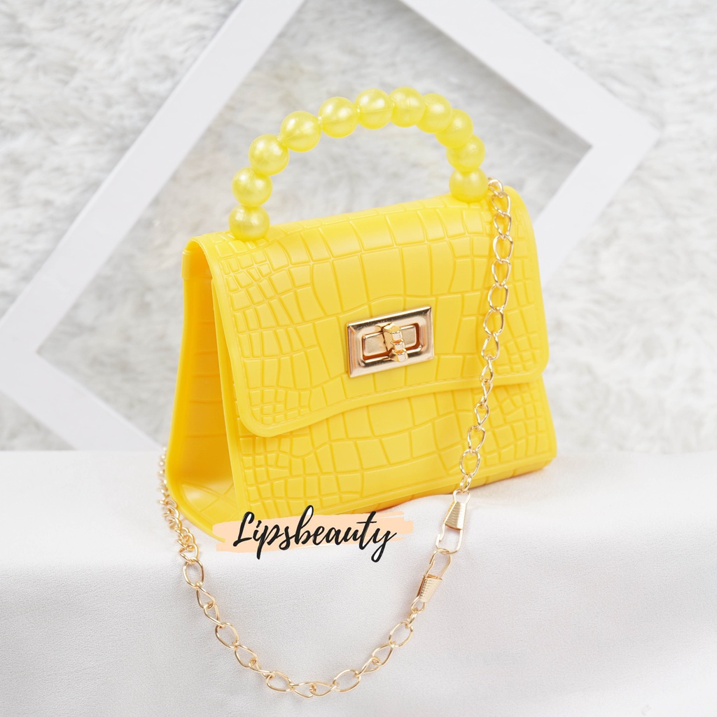 Jual Tas Jelly Glossy Mini Croco Pearl Warna | Tas Jelly Mutiara Warna ...
