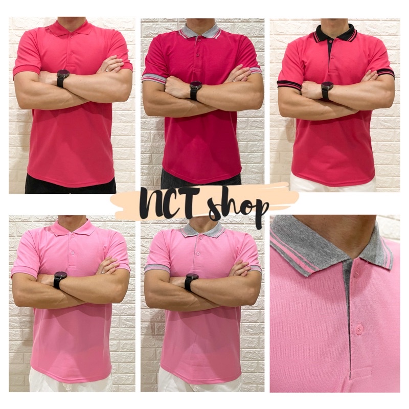 Jual PoloShirt PINK / Polo Shirts Wangki / Kaos Kerah Polos Kombinasi ...