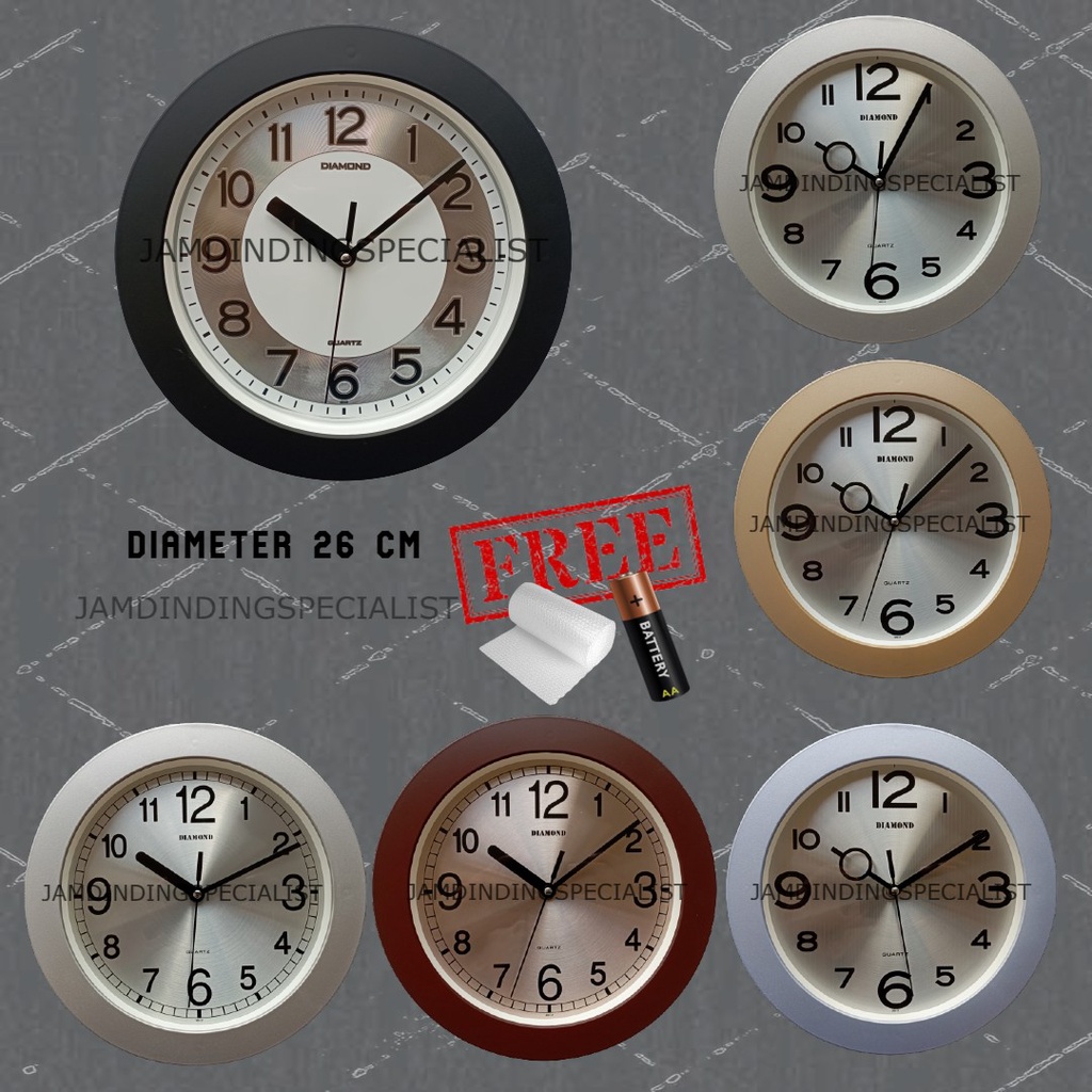 Jual JAM DINDING KAMAR MINIMALIS KUALITAS BAGUS DIAMETER 26CM MESIN ...