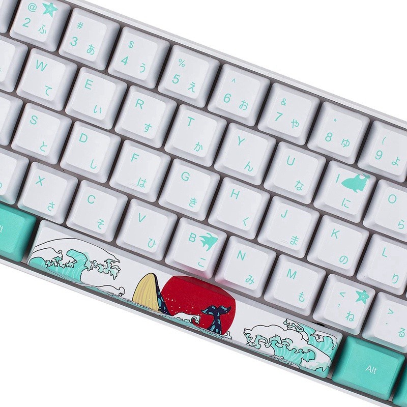 Jual Keycaps PBT Ukiyo e Japanese sea waves - coral sea 60% keyboard ...
