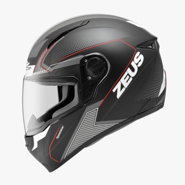 Jual ZEUS 811 matt black doff red hitam dop helm fullface M L XL nolan ...