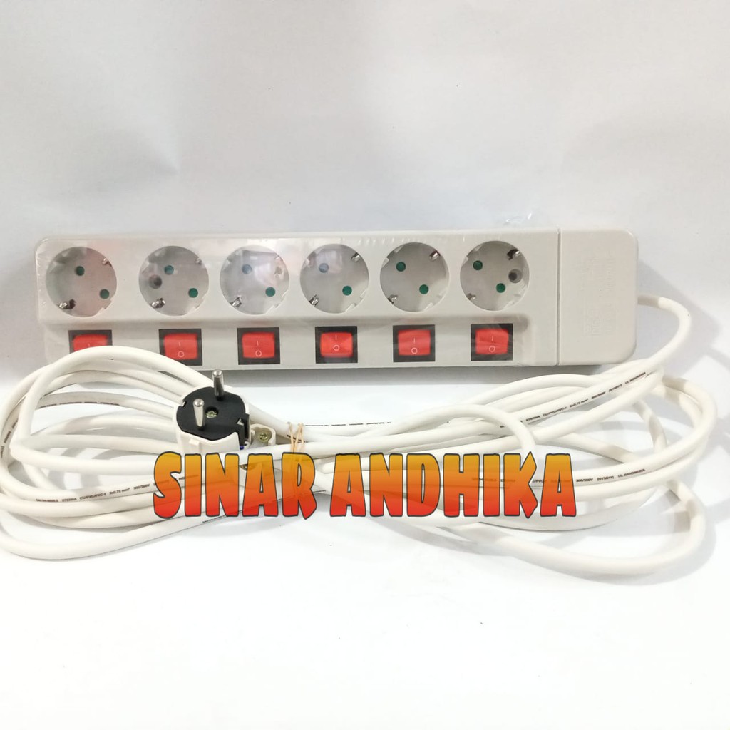 Jual STOP KONTAK UTICON 6 LUBANG+KABEL 5 METER+SAKLAR TERSENDIRI ST-1685 SN+S-30+5M | Shopee ...