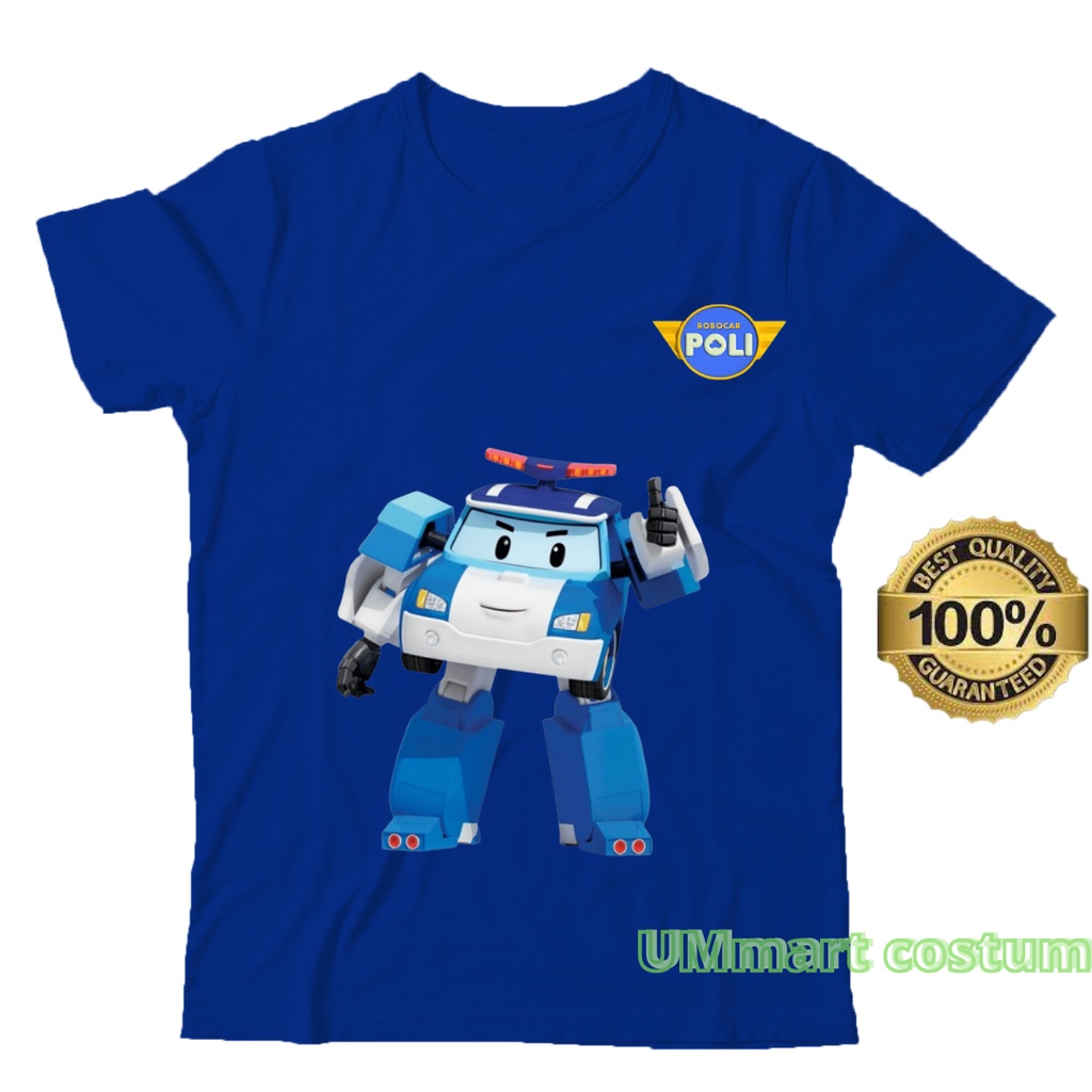 Jual Baju Anak Karakter Robocar Poli Biru Keren Kualitas Premium 100% ...
