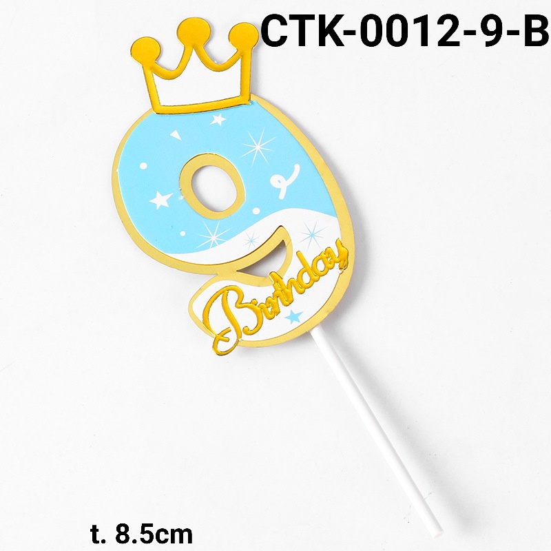 Jual GR-CTK-0012 Topper kertas hiasan kue happy birthday angka pink ...