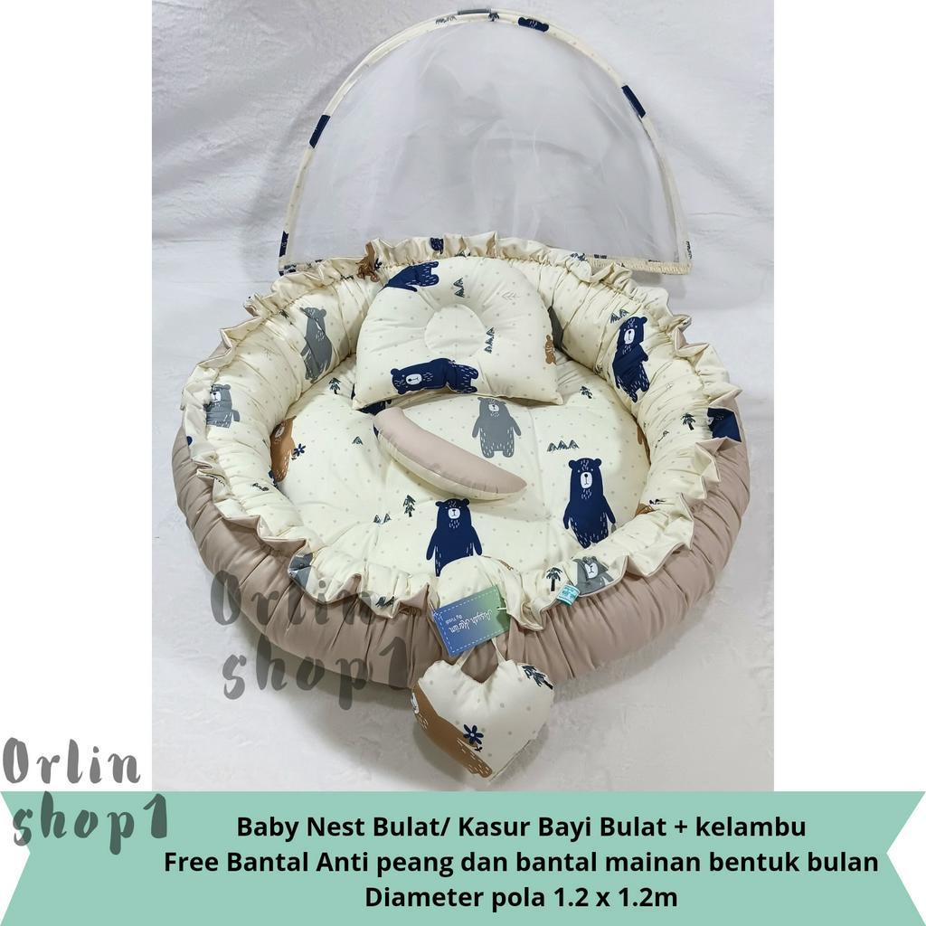 Jual READY Round babynest Motif full beddingset circle baby nest kado ...