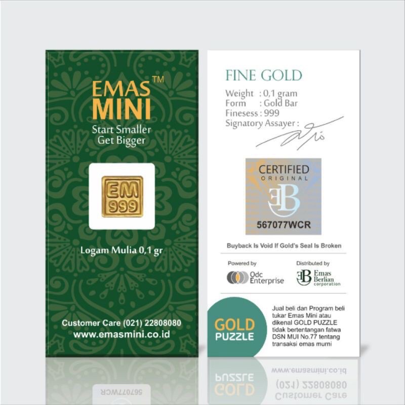Jual GIFT & SOUVENIR Emas mini 0,1 gram secured card / Logam Mulia 24 ...