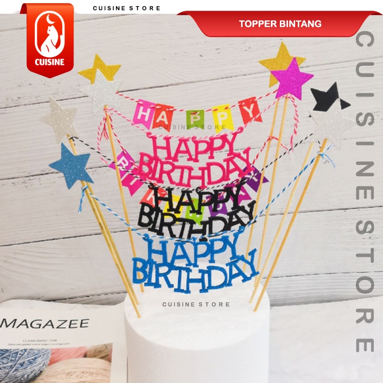 Jual [COD] Cake Topper HAPPY BIRTHDAY KERTAS / Topper HBD Love bulat ...