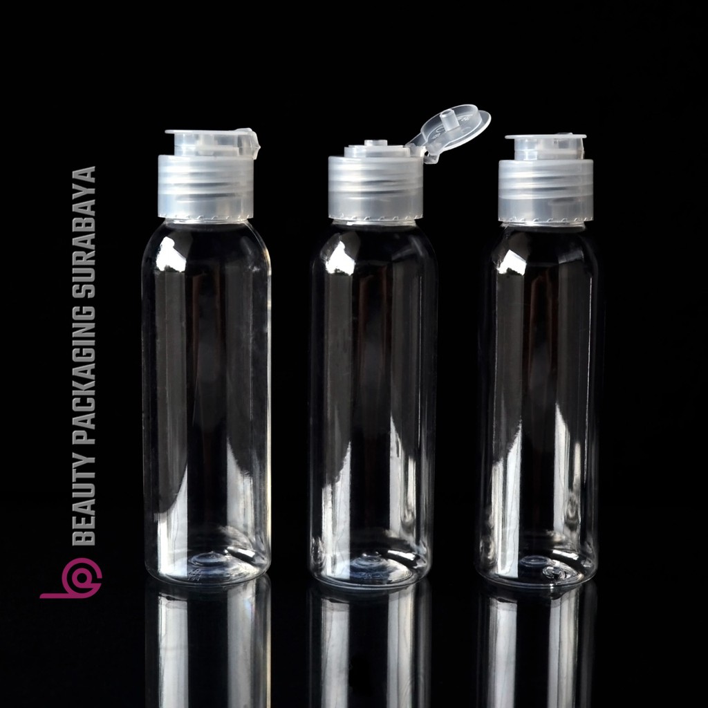 Jual Botol Plastik PET 100ml BR Bening Tutup Fliptop Jamur - MOQ 5 PCS | Shopee Indonesia