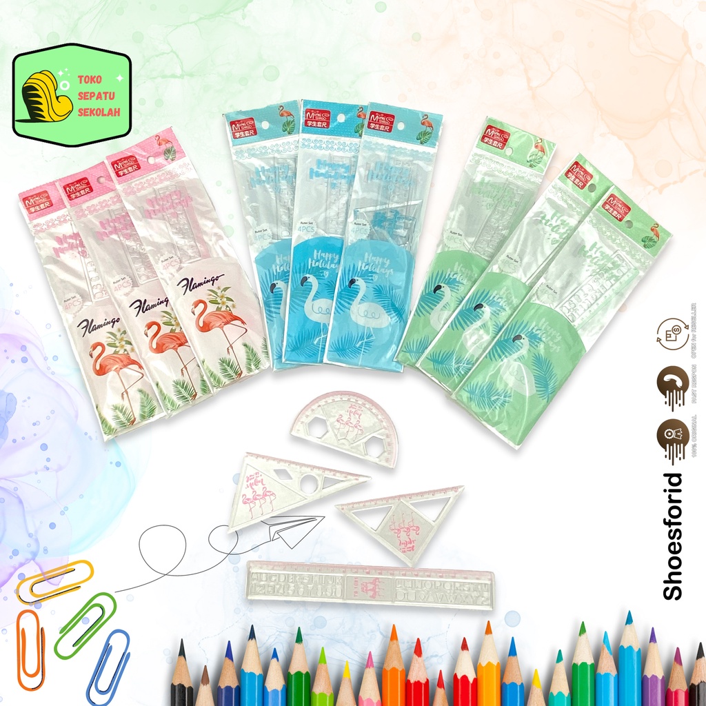 Jual Penggaris // Penggaris SET // Penggaris 4 in 1 | Shopee Indonesia