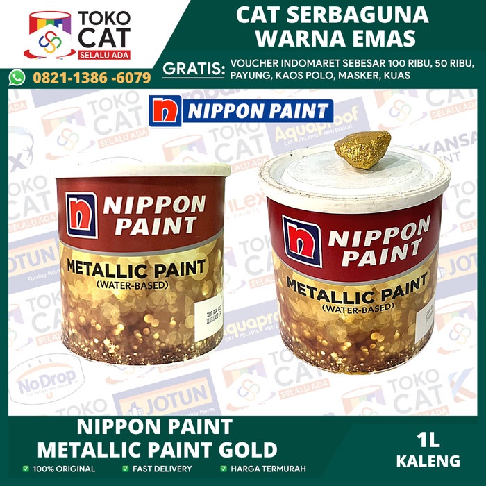 Jual Cat Tembok Real Gold Metallic Paint Water Based Nippon Emas Besi 1 ...