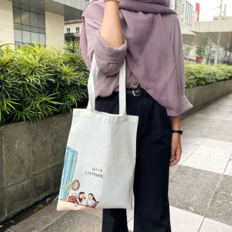 Jual Totebag Kanvas Premium Kekinian / Totebag wanita / Totebag pria ...