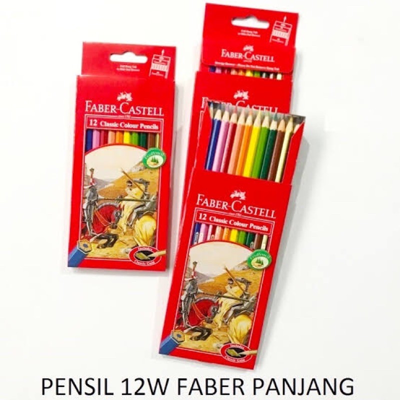 Jual pensil warna kayu faber castel 12 warna panjang | Shopee Indonesia