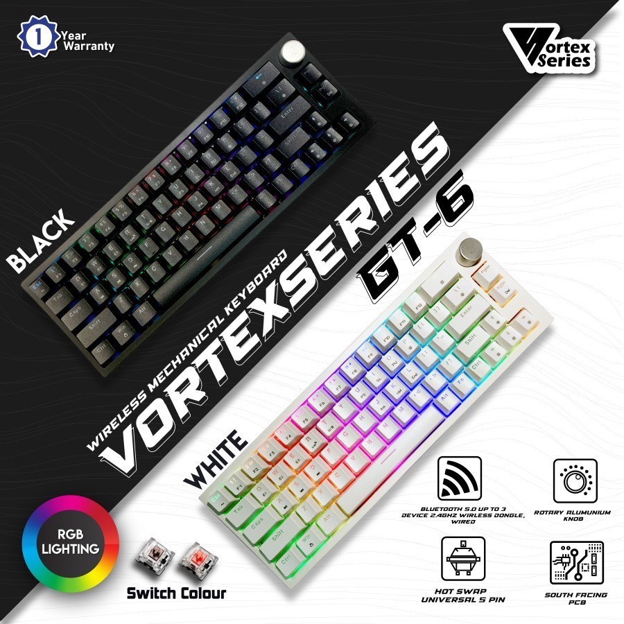 Jual Vortex Series GT6 / GT-6 Wireless RGB 65% Mechanical Gaming ...