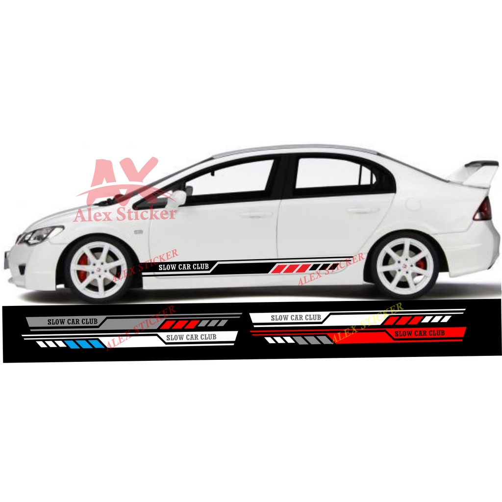Jual Stiker body samping slow car club sticker mobil Yaris civic vios ...