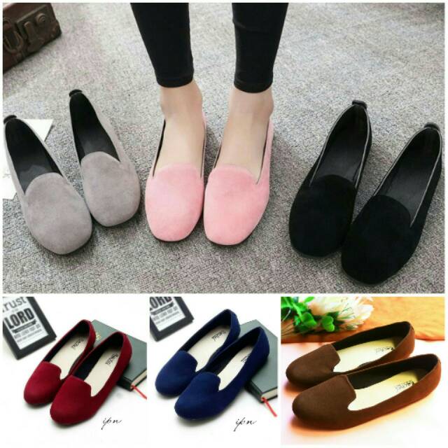 Jual FLATSHOES BASIC POLOS SEPATU FLAT CEWEK WANITA DATAR TEPLEK KAMPUS ...