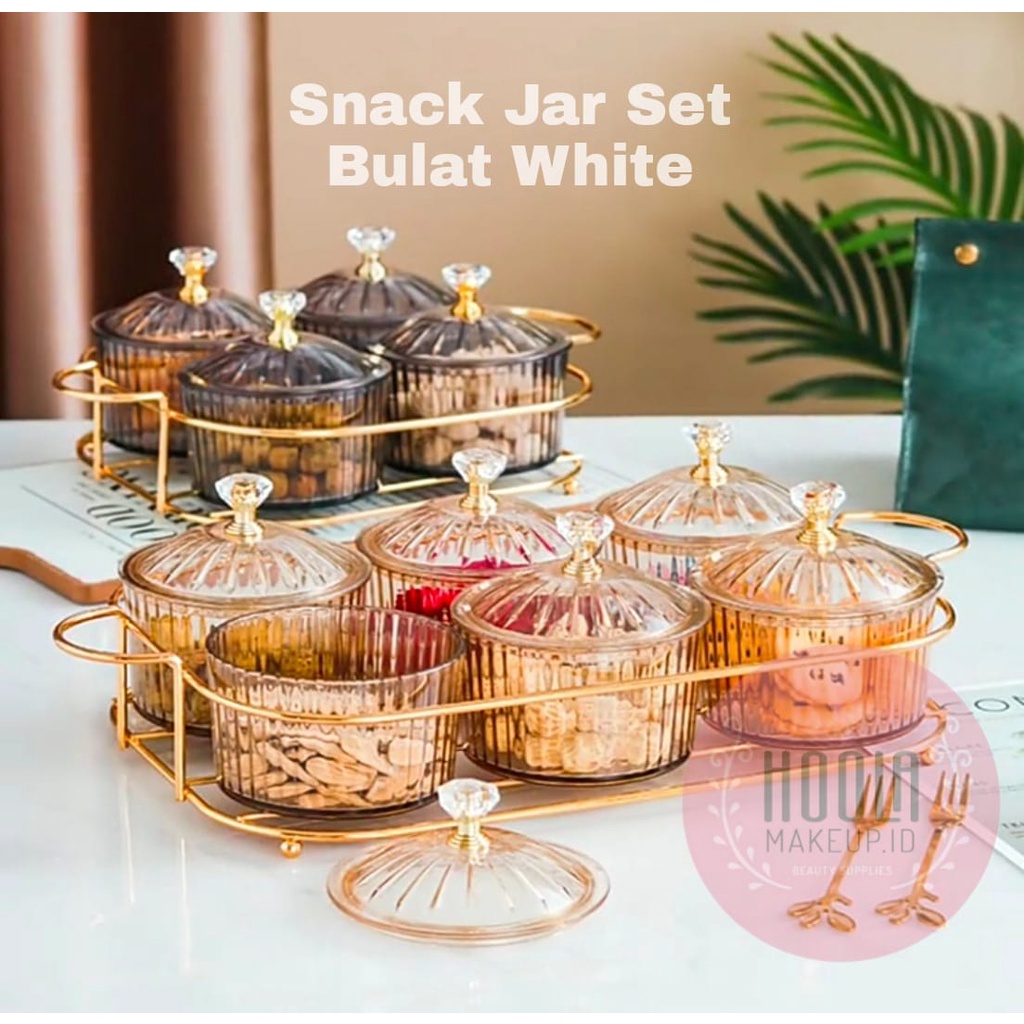 Jual Snack Jar gold Set Bulat/Tempat Snack, Buah atau Dessert Tempat ...