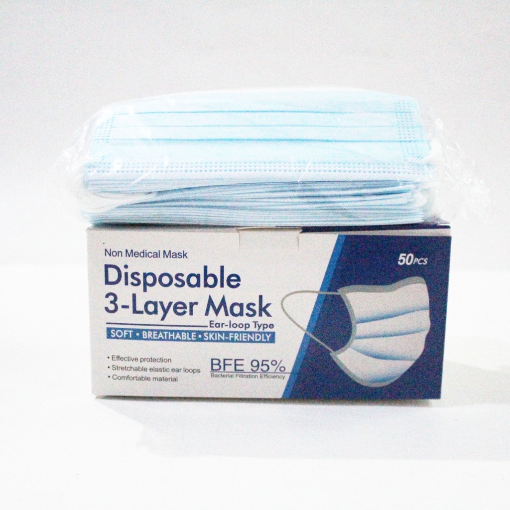 Jual Masker Earloop Biru 3ply 50pcs | Shopee Indonesia