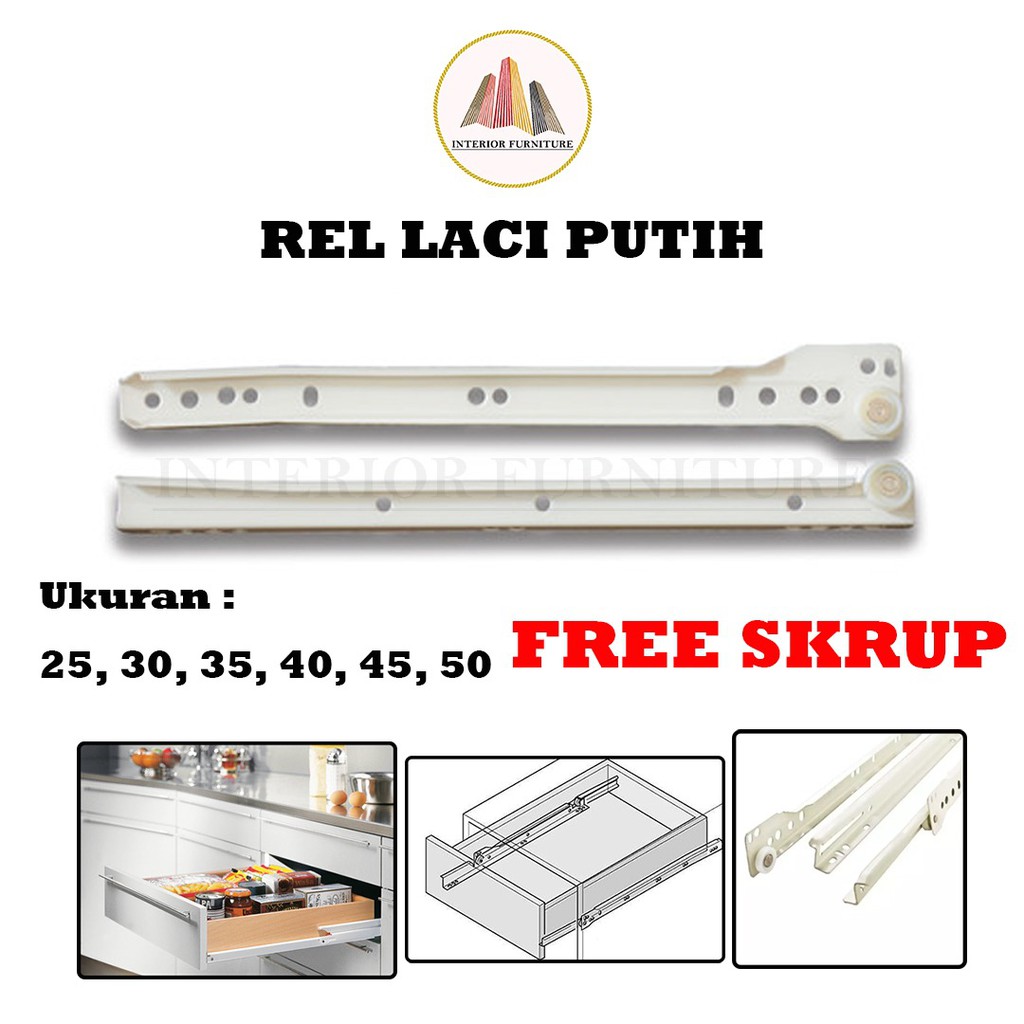 Jual Rel Laci Roda Singel Track Putih 35 cm... FREE SEKRUP | Shopee ...