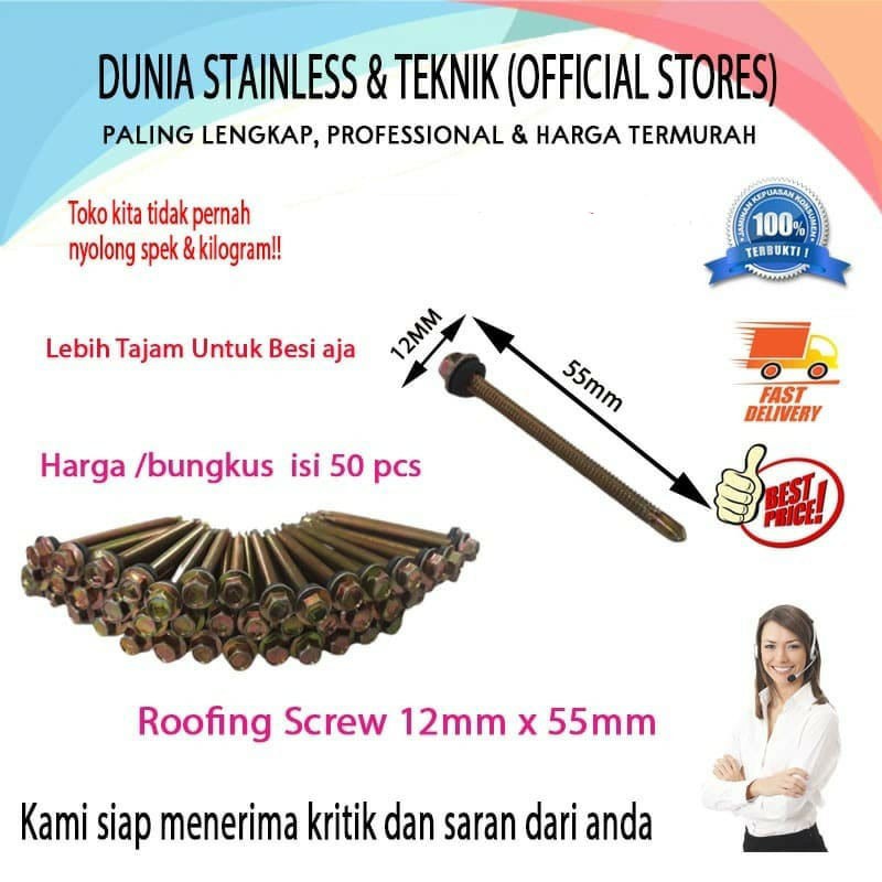 Jual Roofing screw/rupping 12*55. | Shopee Indonesia