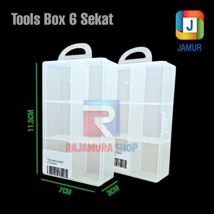 Jual BOX PARTISI 6 SEKAT 11.5cm x 7cm x 3cm STORAGE BOX MULTI FUNGSI ...