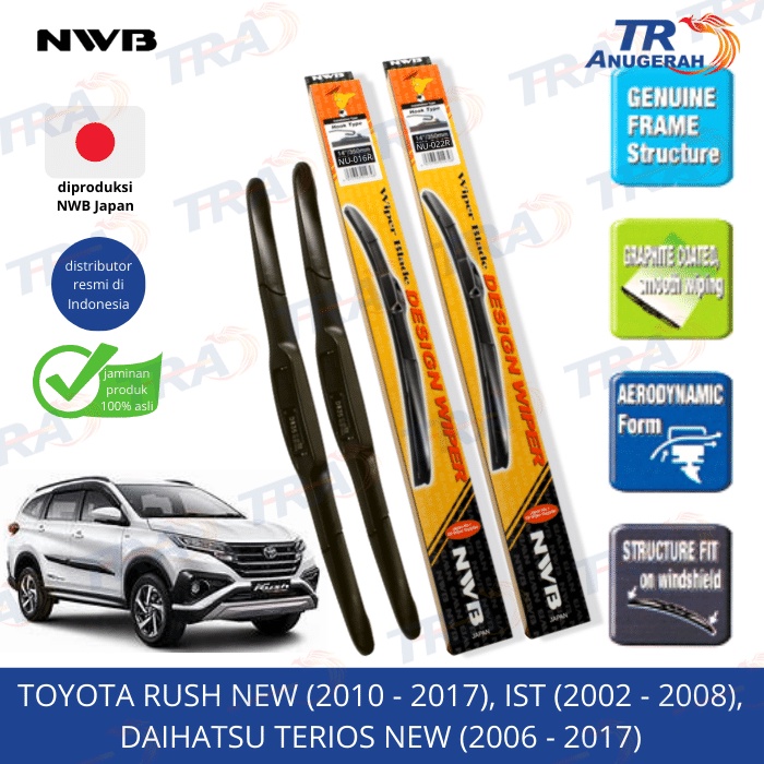 Jual Wiper Hybrid Depan DESIGN NWB Rush, Terios 16 & 22 inch | Shopee Indonesia