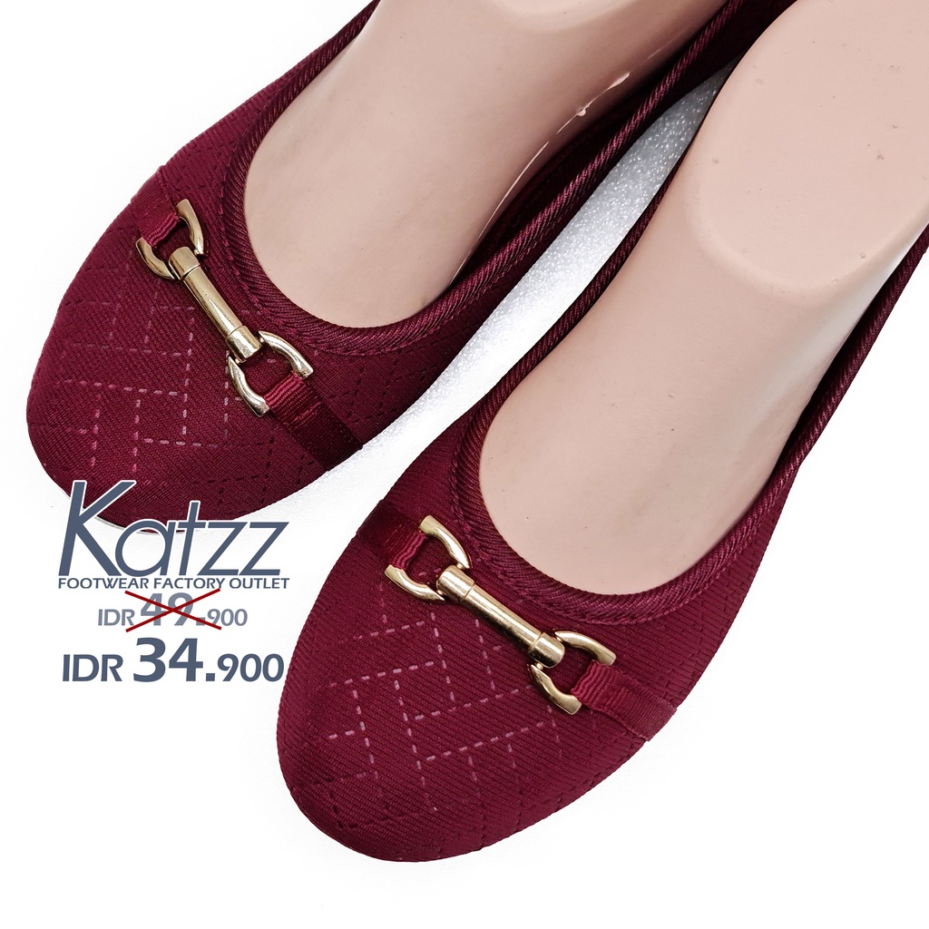 Jual KATZZ - Sepatu Flat Terbaru Model Korea Casual Kantor warna Maroon ...