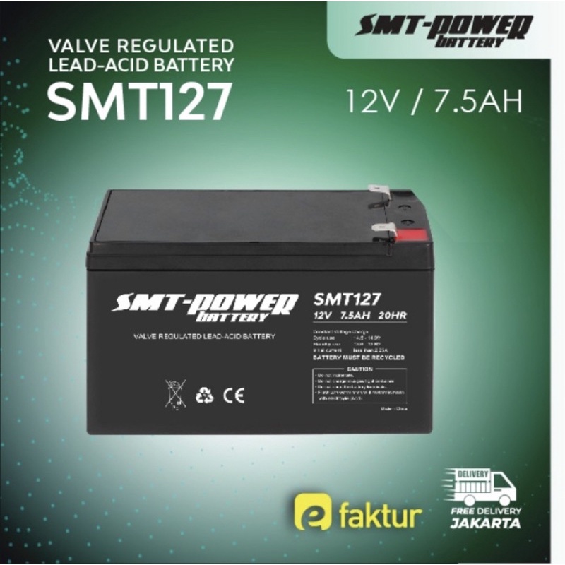 Jual BATTERY UPS / AKI KERING / BATERAI VRLA SMT 12V 7.5AH SMT127 ...