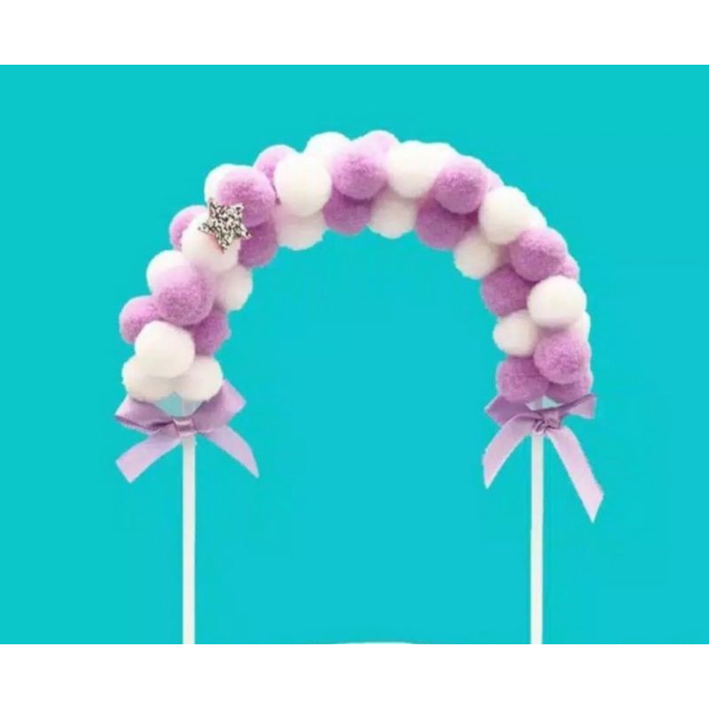 Jual Cake Topper Pompom Model Lengkung/topper kue design bola arch ...