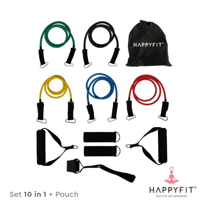 Jual HAPPYFIT RESISTANCE LATEX TONING TUBE SET (5IN1) | Shopee Indonesia