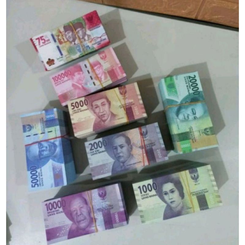 Jual Uang mainan mirip asli 100 lembar/ uang mainan anak uang mahar per ...