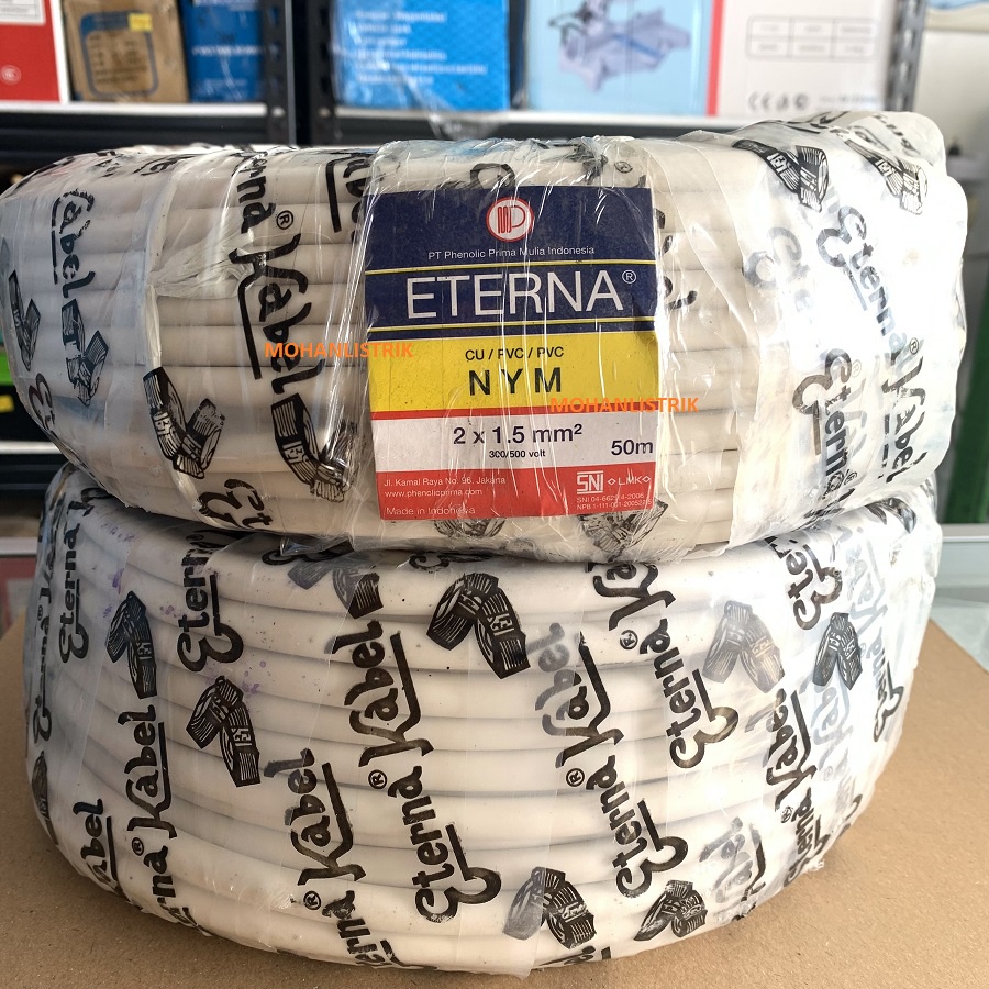 Jual KABEL LISTRIK ETERNA NYM 2X1,5 MM 2 X 1,5MM ASLI TEMBAGA SNI LMK ECER PERMETER | Shopee ...