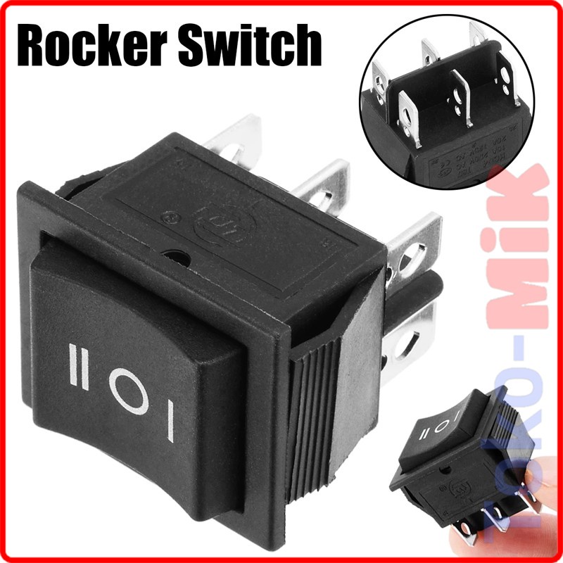 Jual KCD4-203 6 Pin 6P Rocker Switch Saklar Power Hitam ON-OFF-ON ...