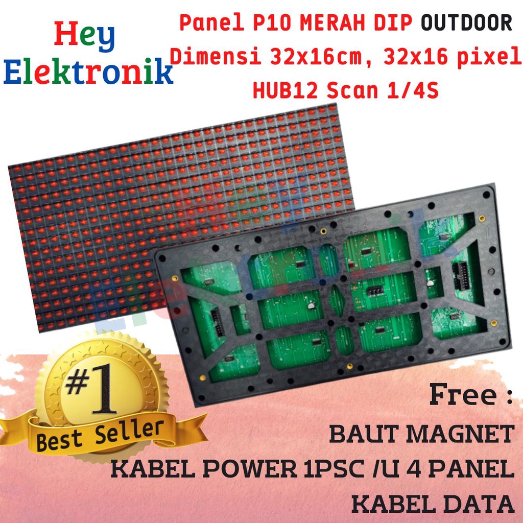 Jual Panel Modul LED P10 Running Text DIP Merah Red Outdoor ( B ...