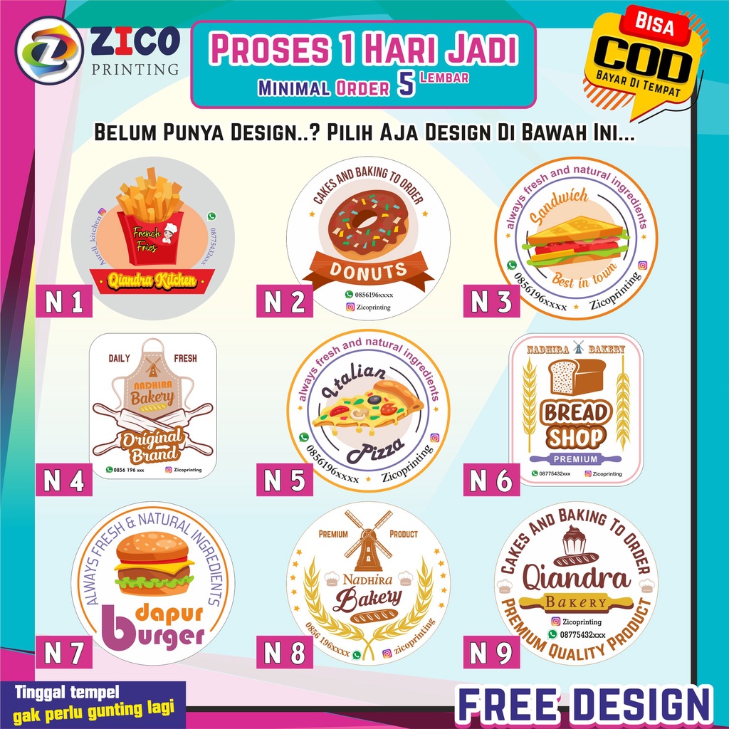 Jual STIKER LABEL MAKANAN/STIKER KUE/STIKER CAKE | Shopee Indonesia
