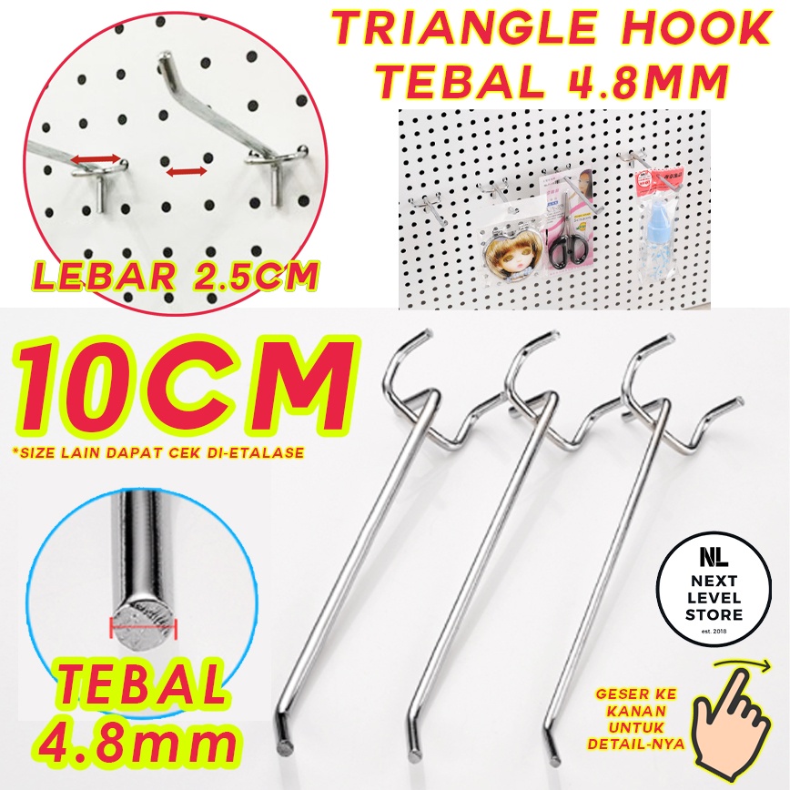 Jual Triangle Hook Ram Tripod 10 CM Display Besi Stainless TEBAL 4.8mm ...