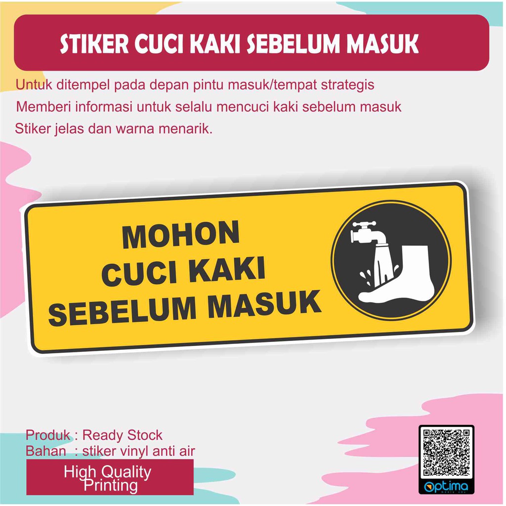 Jual STIKER CUCI KAKI SEBELUM MASUK UKURAN 30 X 10 CM | Shopee Indonesia