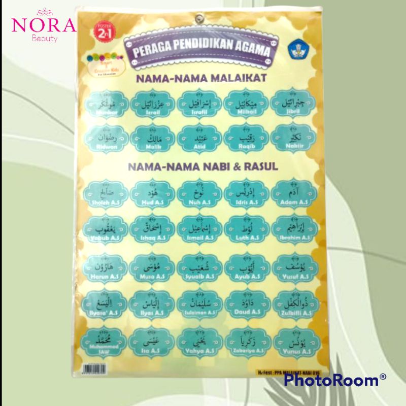Jual Poster 2in1 untuk anak - Seri Nama-nama Malaikat, Nabi & Rasul ...