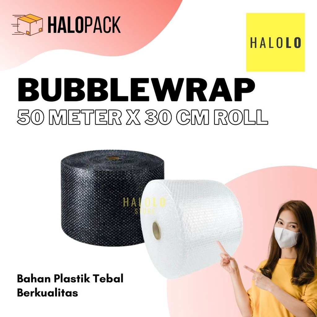 Jual Bubble Wrap 1 Roll Hitam Putih Plastik 50 Meterx30 CM Tebal ...