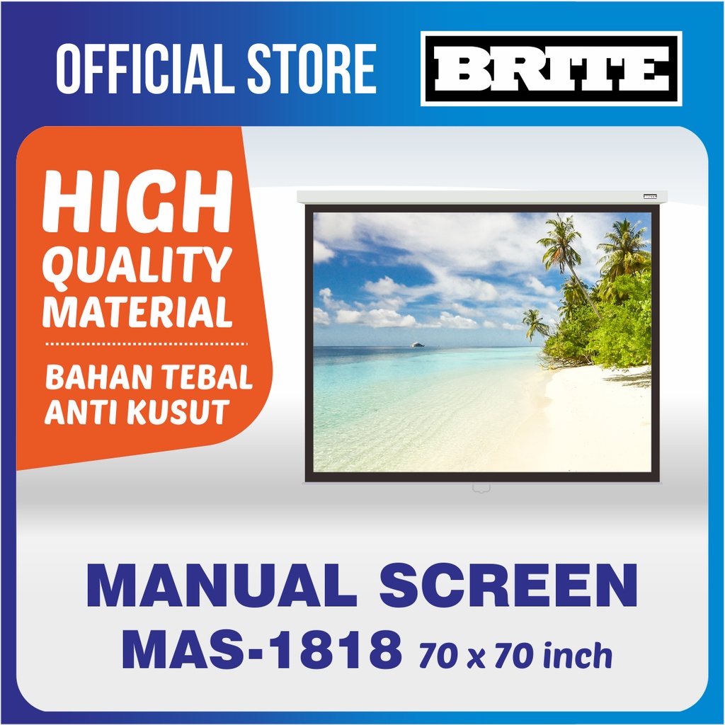 Jual Screen Projector Brite Gantung MAS-1818 70" x 70" ( 178 x 178 cm ) | Shopee Indonesia