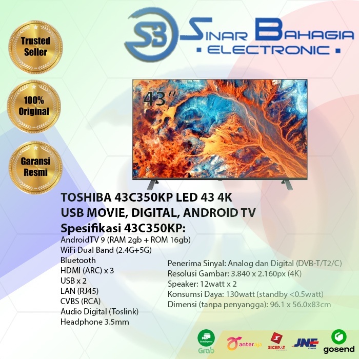 Jual TOSHIBA 43C350KP LED 43 4K USB MOVIE DIGITAL ANDORID TV (NEW ...