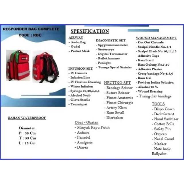 Jual Tas Emergency Kit ( Emergency First Aid Kit ) Responder Bag Plus ...