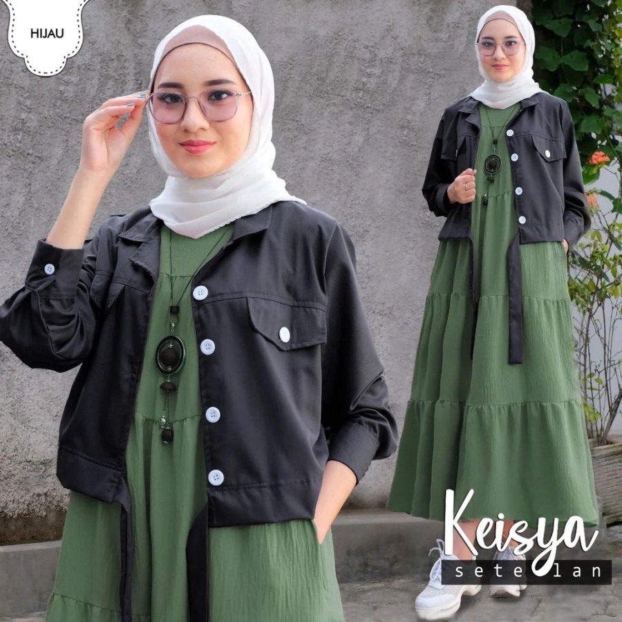 Jual Set Baju Muslim Wanita Remaja Modern Terbaru Kekinian 2023 2in1 ...