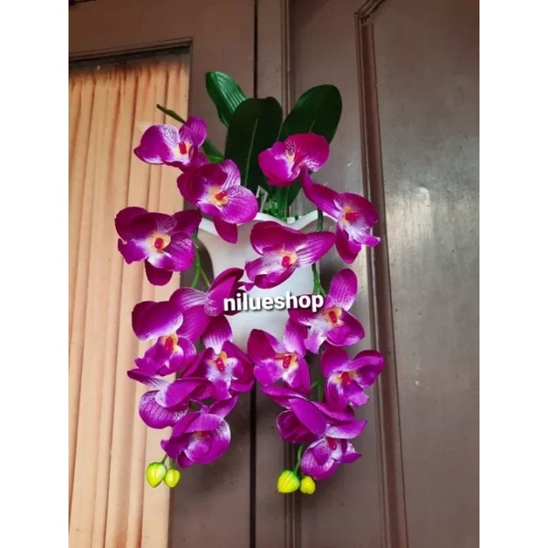Jual BUNGA ANGGREK BULAN INCLUDE POT TEMPEL DINDING PLASTIK/HIASAN ...