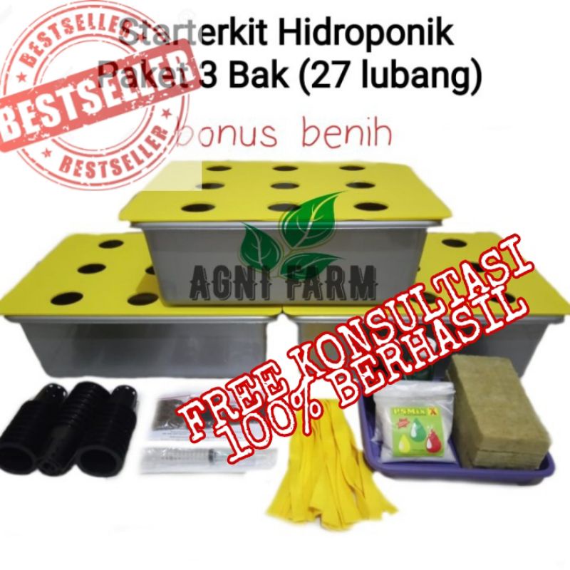 Jual HIDROPONIK SET STARTER KIT PEMULA LENGKAP 3 BAK 27 LUBANG SIAP PAKAI DENGAN PANDUAN ...