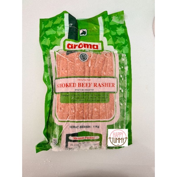 Jual smoked beef rasher aroma 1kg daging bacon sapi halal | Shopee ...