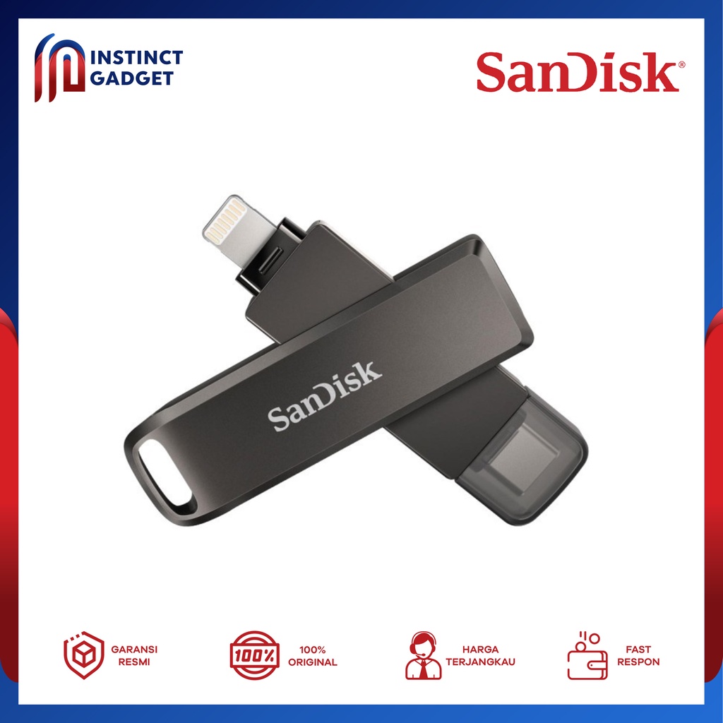 Jual SanDisk iXpand Luxe Flash Drive 64GB OTG Lightning and Type C ...